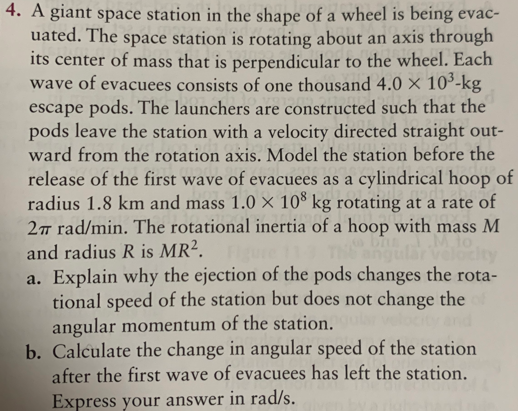 Solved 4. A giant space station in the shape of a wheel is | Chegg.com