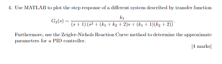 Solved clear step by step and use matlab for this, k1 = 2 | Chegg.com