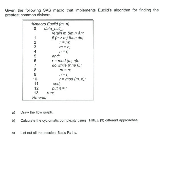 Solved Given the following SAS macro that implements | Chegg.com