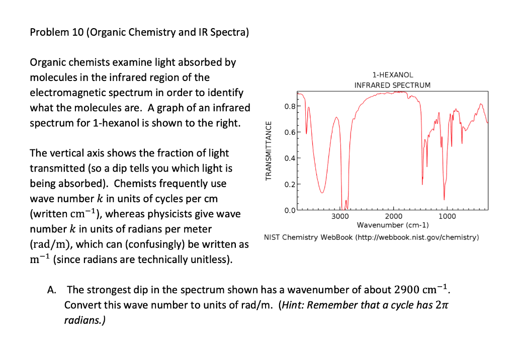 Solved Problem 10 (Organic Chemistry and IR Spectra) | Chegg.com