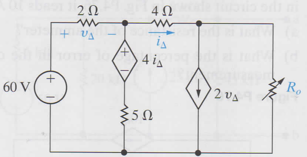 Solved The variable resistor (Ro) in the circuit in Fig. | Chegg.com