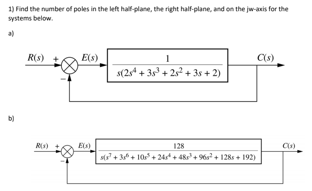 Solved 1) Find the number of poles in the left half-plane, | Chegg.com