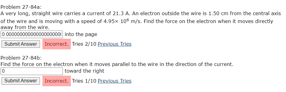 Solved Problem 27-84a: A very long, straight wire carries a | Chegg.com