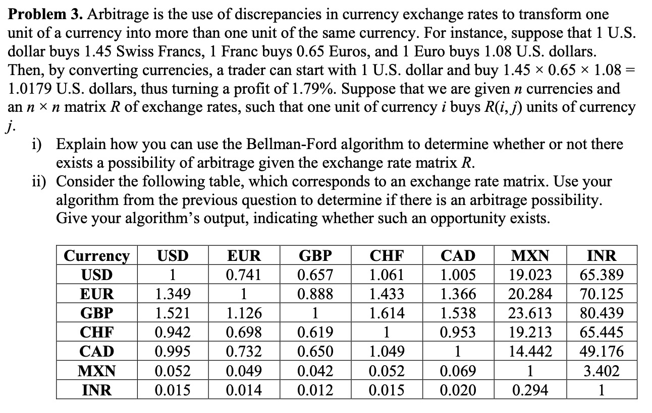 Solved Problem 3. Arbitrage is the use of discrepancies in | Chegg.com