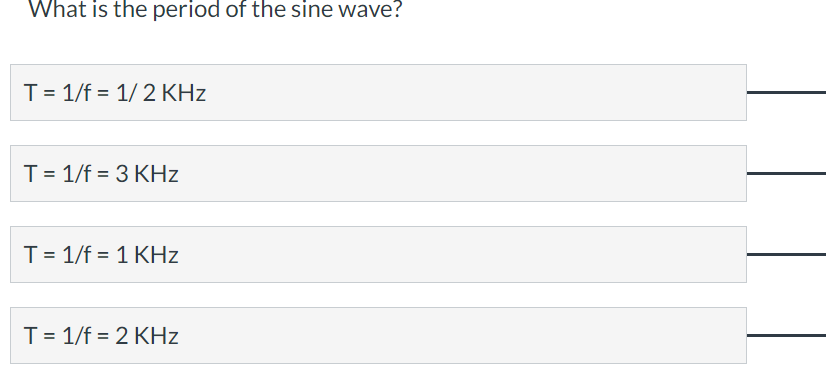 Solved What is the period of the sine wave? T=1/f=1/2KHz | Chegg.com