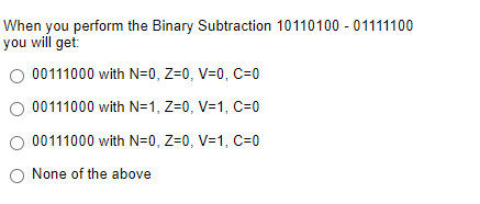 Solved When you perform the Binary Subtraction 10110100 - | Chegg.com