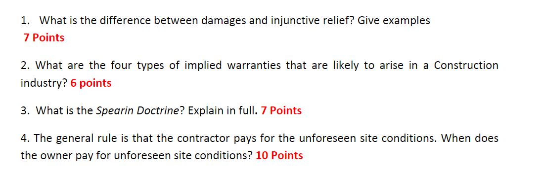Solved 1. What is the difference between damages and | Chegg.com