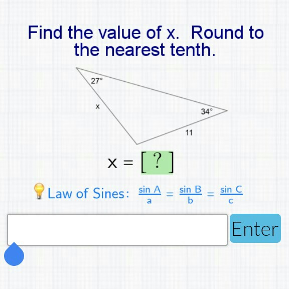 Solved Find the value of x. Round to the nearest tenth. 27° | Chegg.com