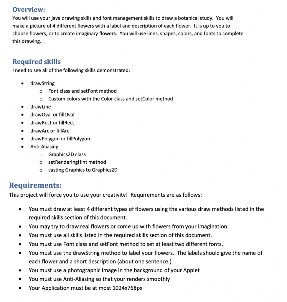 Overview: You will use your java drawing skills and | Chegg.com