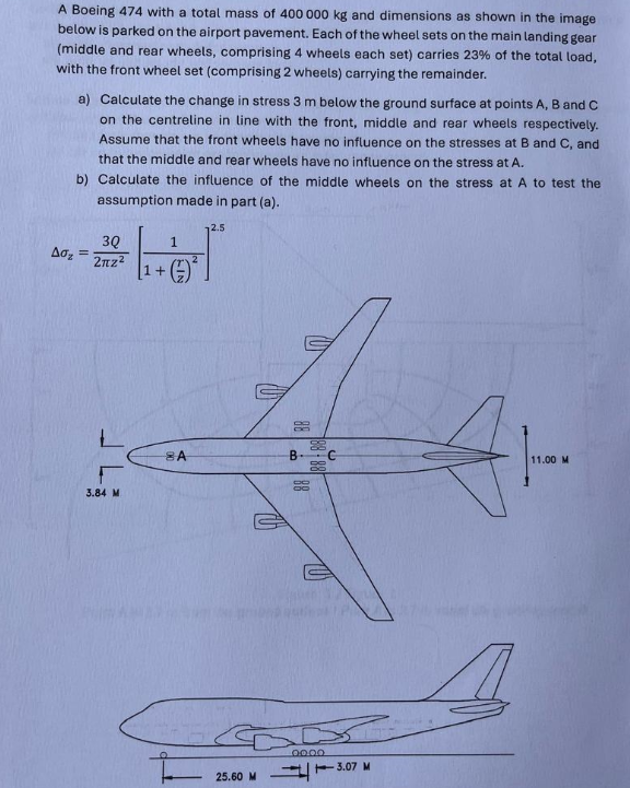 Solved A Boeing 474 ﻿with a total mass of 400000 ﻿kg and | Chegg.com