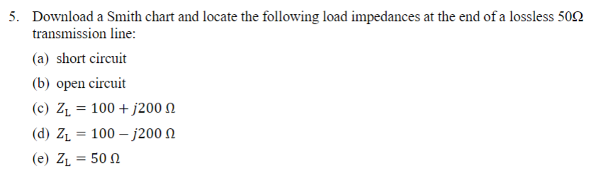 Solved 5. Download a Smith chart and locate the following | Chegg.com
