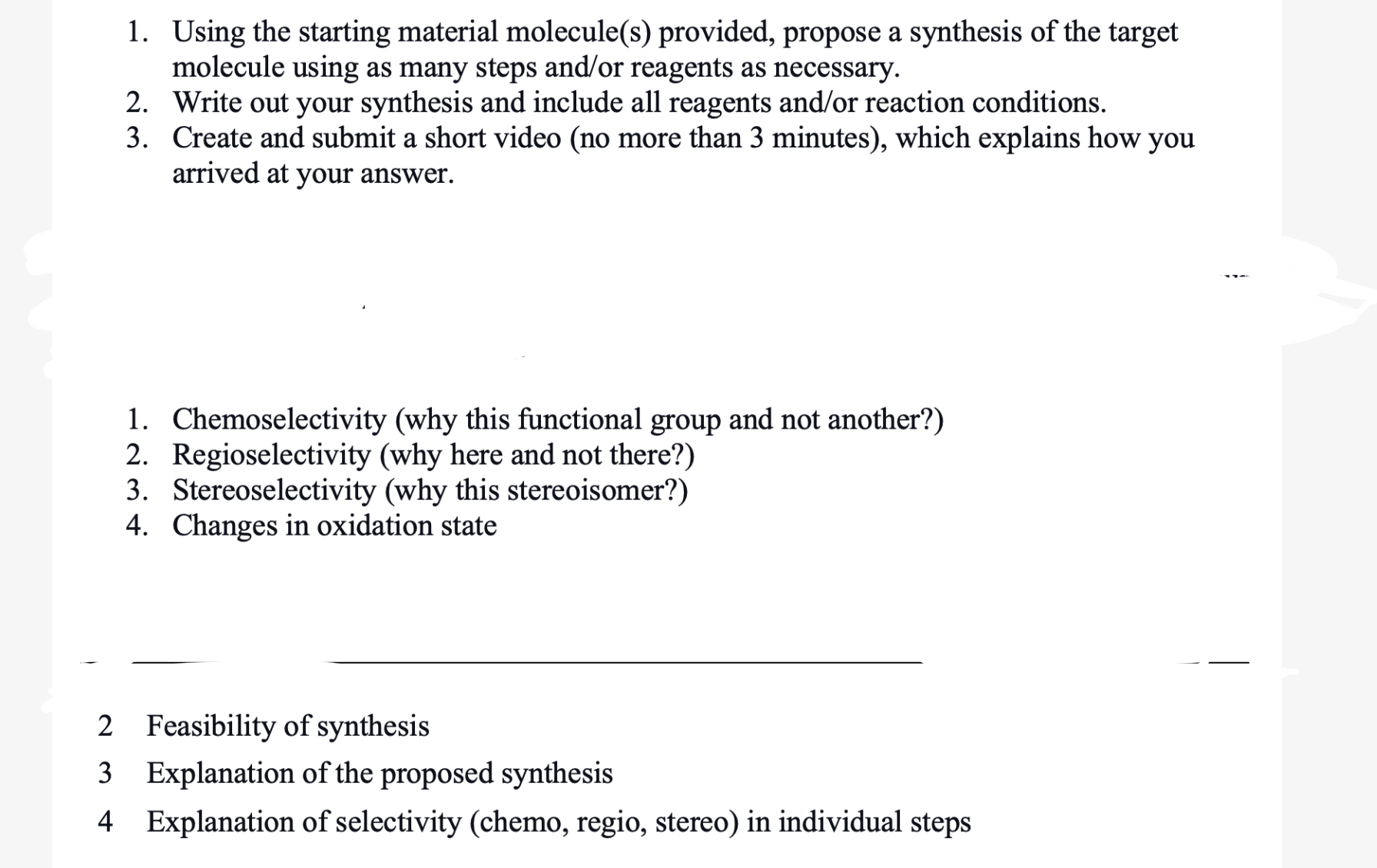 1. Using the starting material molecule(s) provided, | Chegg.com