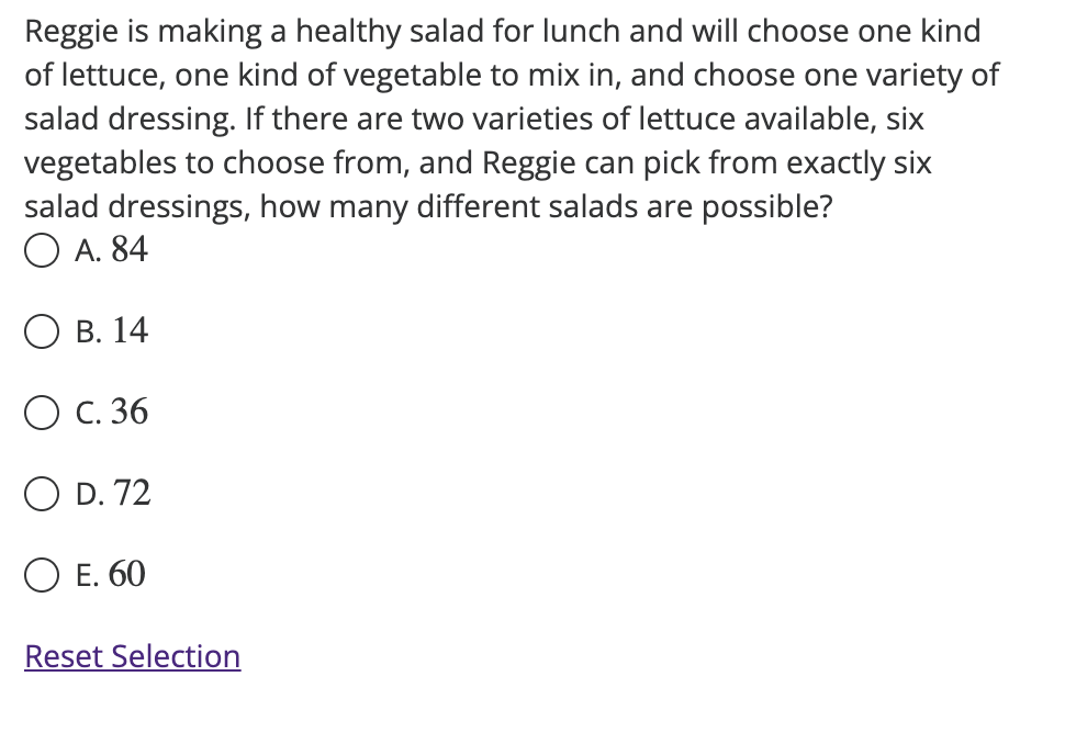 Solved Reggie is making a healthy salad for lunch and will | Chegg.com