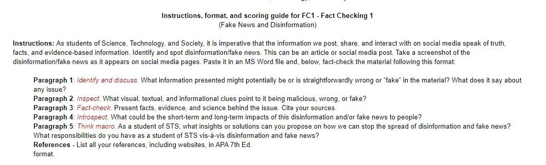 Solved Instructions, format, and scoring guide for FC1 - | Chegg.com