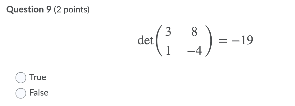 Solved The determinant of an 2x2 matrix A satisfies det(2A) | Chegg.com