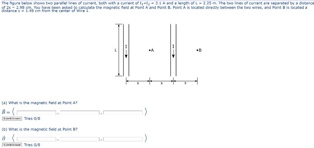 Solved The figure below shows two parallel lines of current, | Chegg.com