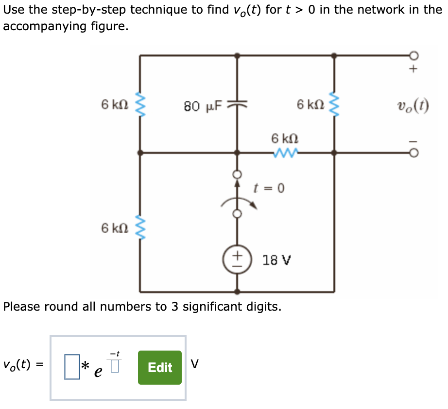 Solved Use the step-by-step technique to find vo(t) for t > | Chegg.com