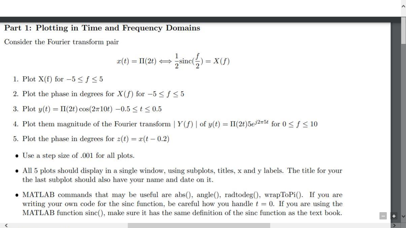 Solved Part 1: Plotting in Time and Frequency Domains | Chegg.com