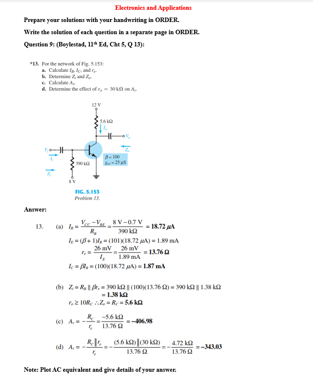 Solved Electronics and Applications Prepare your solutions | Chegg.com