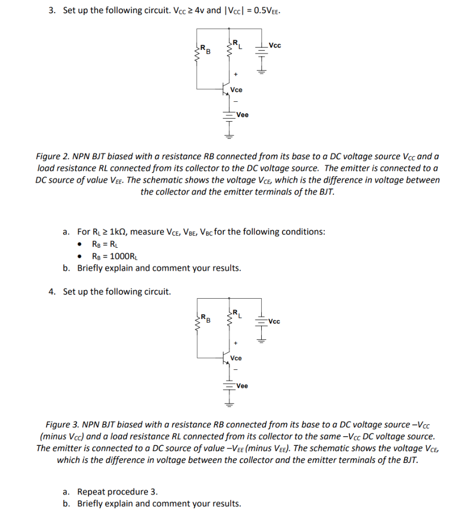 Solved 3. Set up the following circuit. VCC≥4v and ∣VCC∣=0.5 | Chegg.com