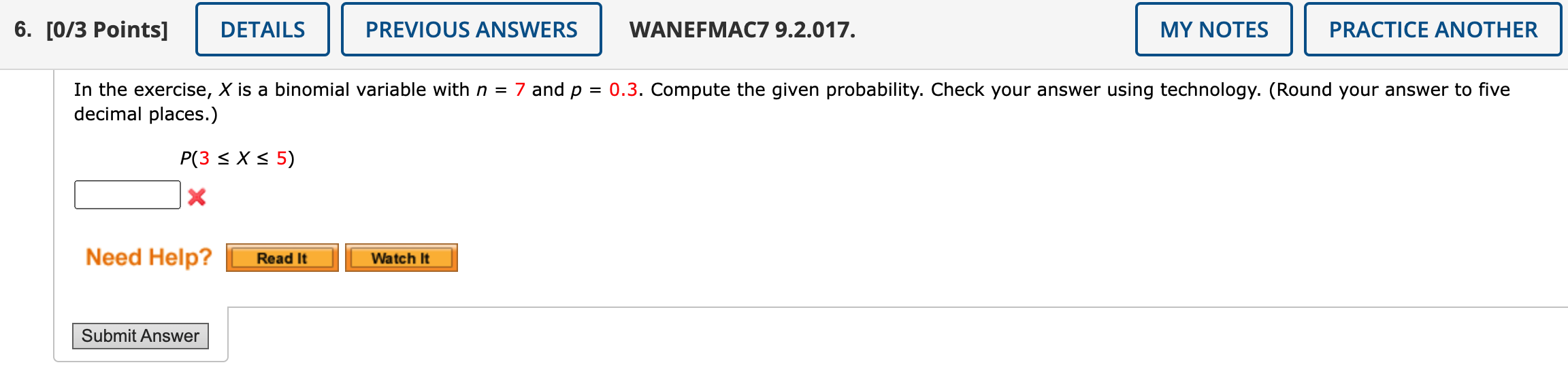 Solved In the exercise, X is a binomial variable with n=7 | Chegg.com