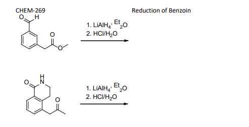 Solved CHEM-269 Reduction of Benzoin \begin{tabular}{l} 1. | Chegg.com