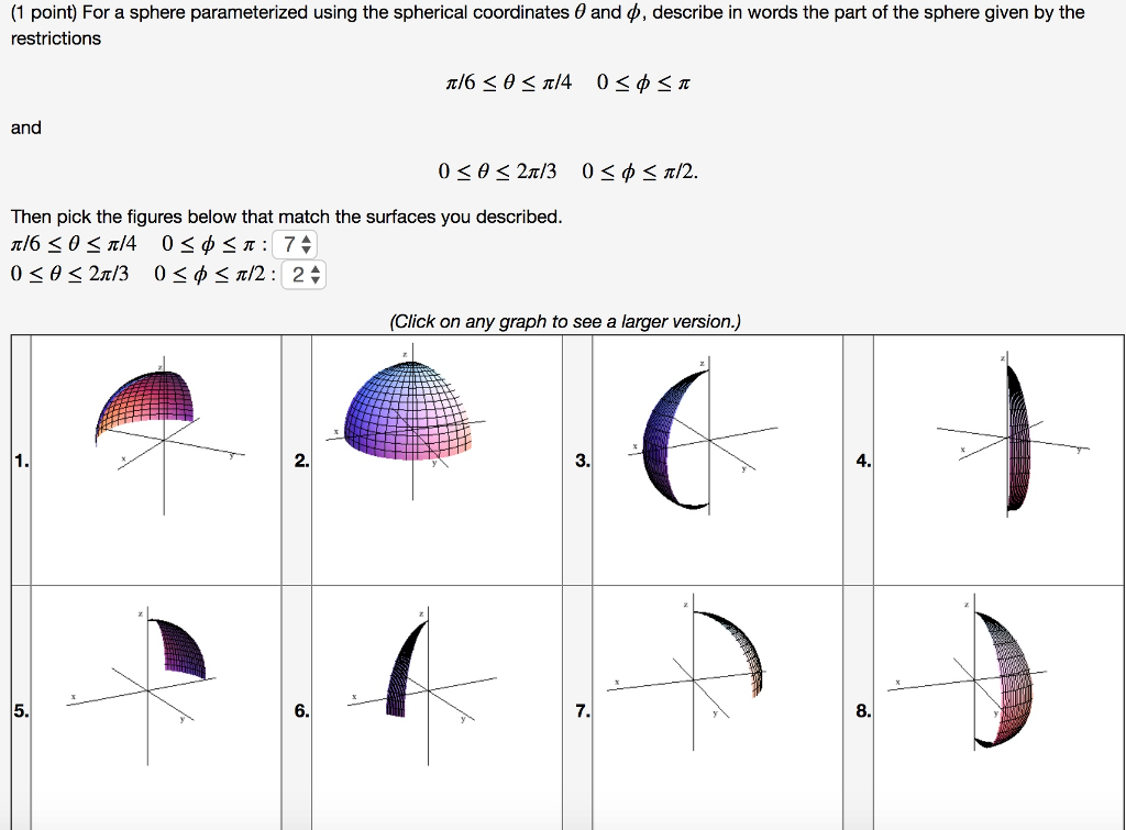 Solved 1 Point For A Sphere Parameterized Using The 4300
