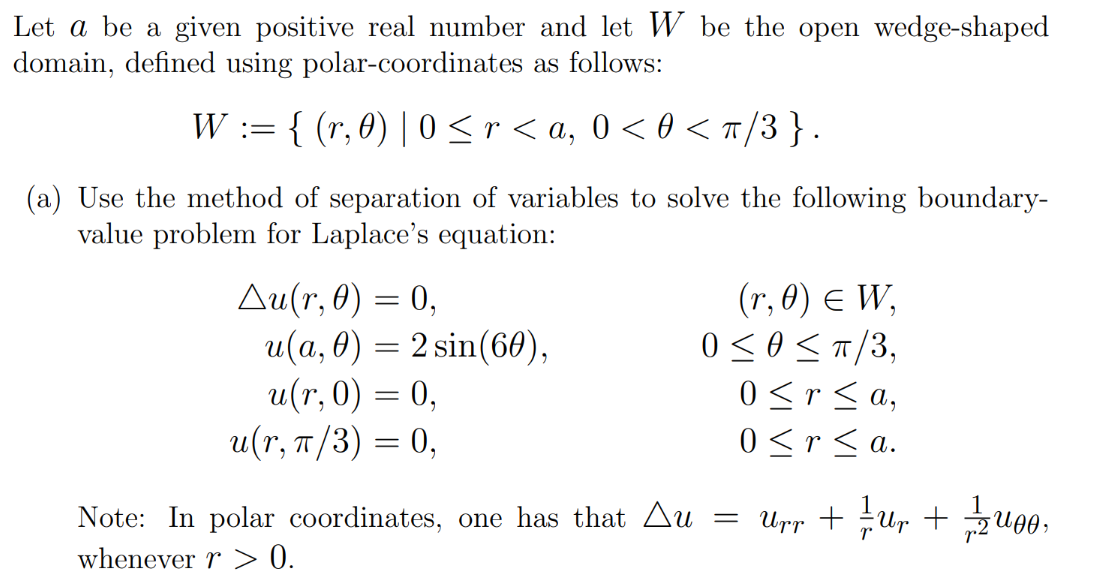 Solved Let a be a given positive real number and let W be | Chegg.com