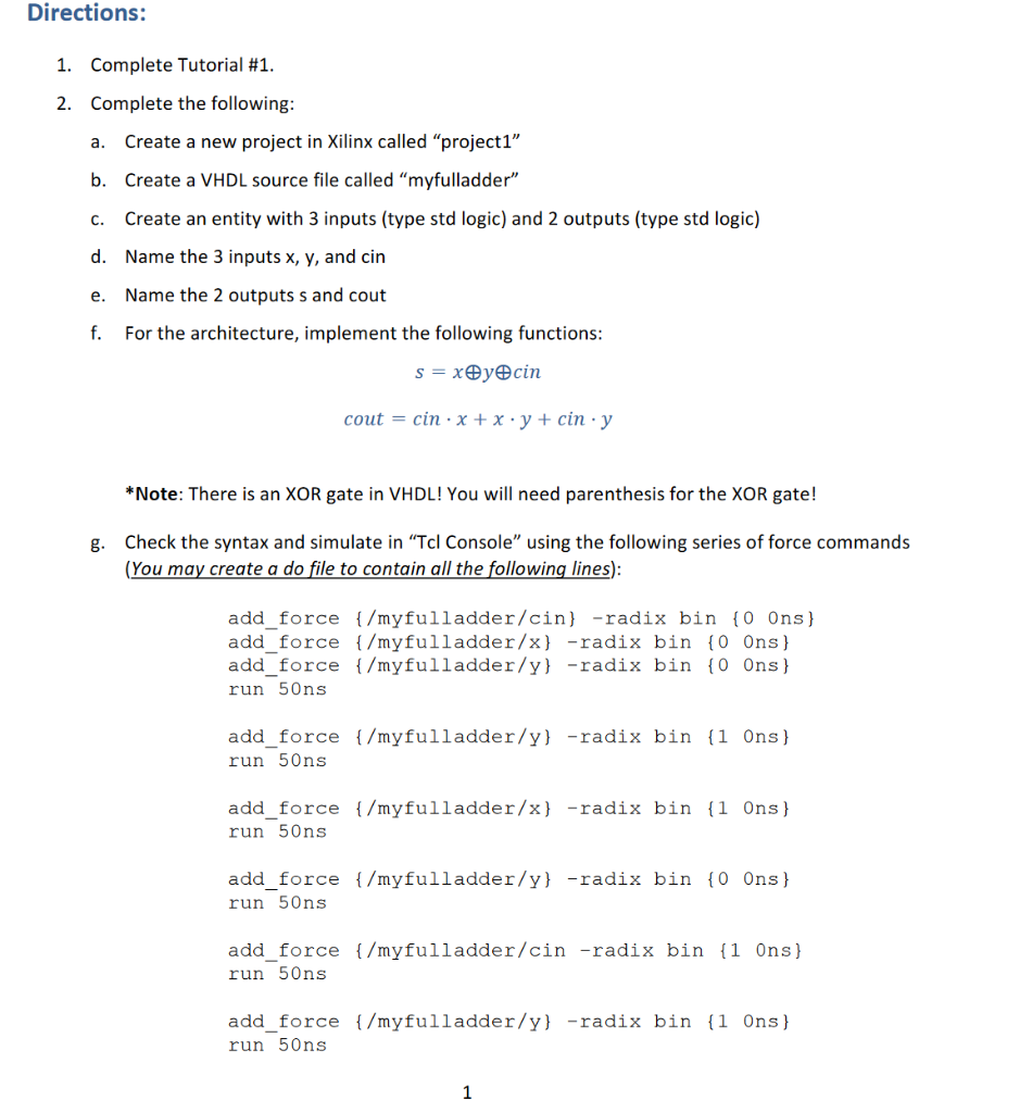 Directions: 1. Complete Tutorial #1. 2. Complete the | Chegg.com