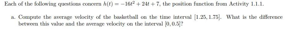 Solved Each of the following questions concern | Chegg.com