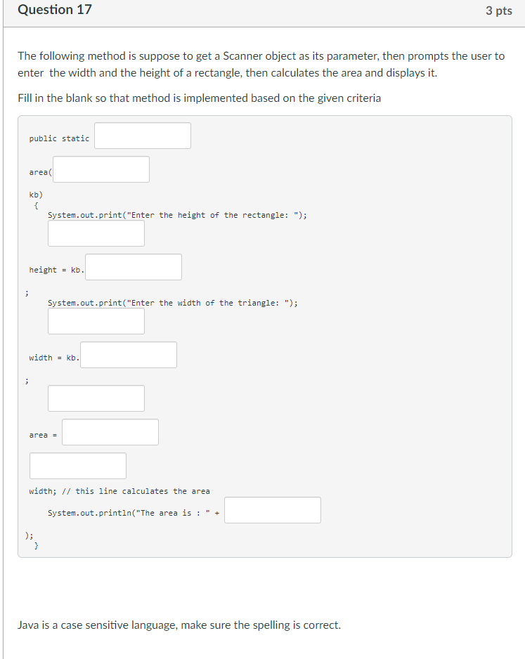 Solved The following method is suppose to get a Scanner | Chegg.com