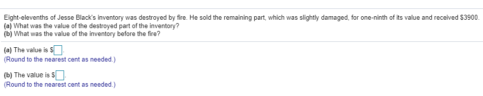 Solved Eight-elevenths of Jesse Black's inventory was | Chegg.com