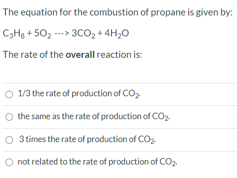 Solved The equation for the combustion of propane is given | Chegg.com