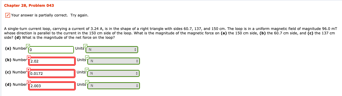 Solved Chapter 28, Problem 043 Your answer is partially | Chegg.com