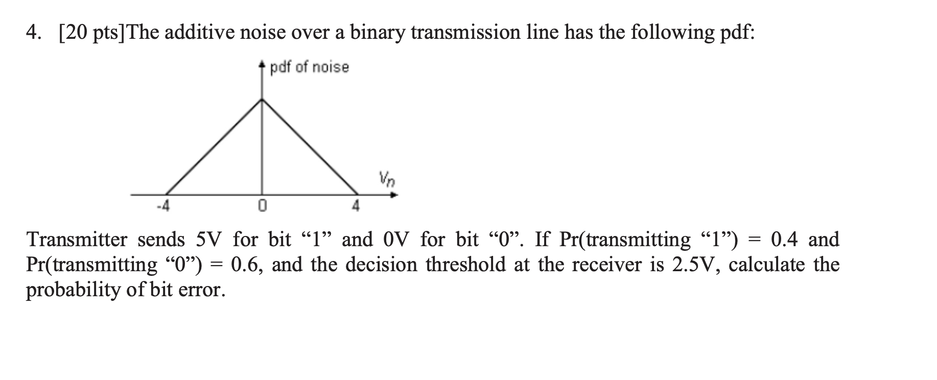 Solved 4. [20 ﻿pts]The additive noise over a binary | Chegg.com