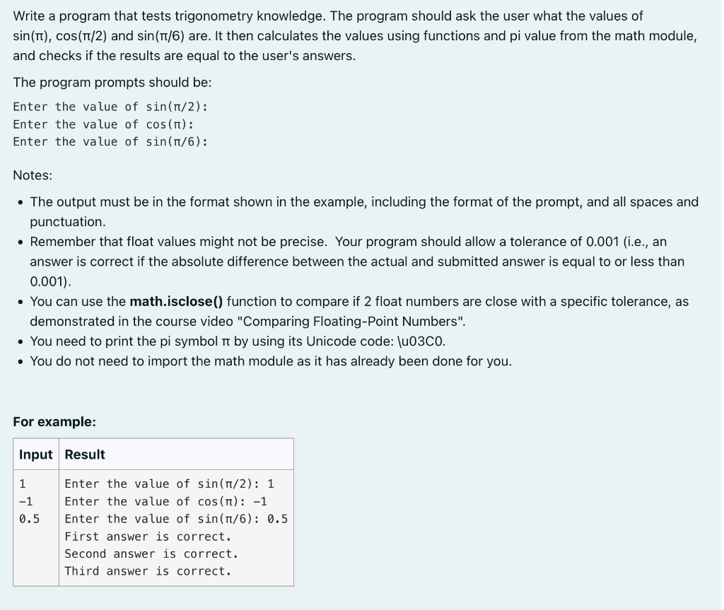 Solved Write A Program That Tests Trigonometry Knowledge