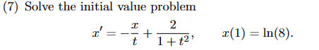 Solved (7) Solve the initial value problem | Chegg.com