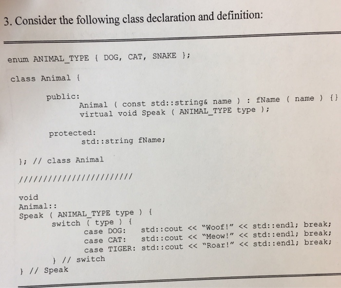 Solved 3. Consider the following class declaration and | Chegg.com
