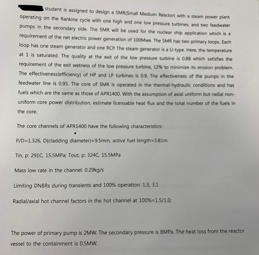 student is assigned to design a SMR(Small Medium | Chegg.com