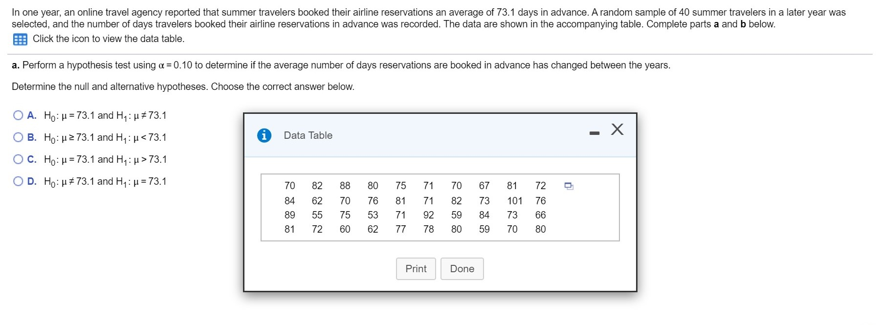 Solved Determine The Test Statistic T Subscript X