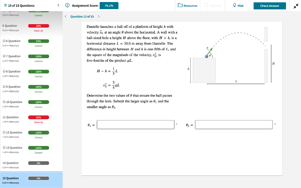 Solved 15 of 15 Questions Assignment Score: 79.1% Resources | Chegg.com