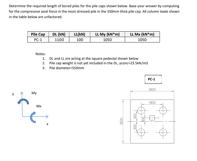 Solved Determine the required length of bored piles for the | Chegg.com