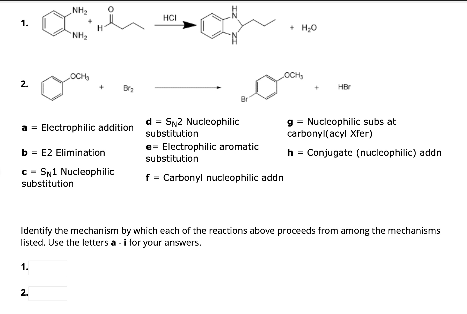 Solved +H2O+Br2+HBra= ﻿Electrophilic additionb=E2 | Chegg.com