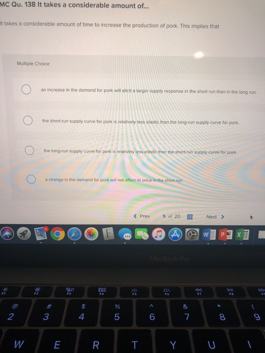 Solved MC Qu. 138 It takes a considerable amount of... it | Chegg.com