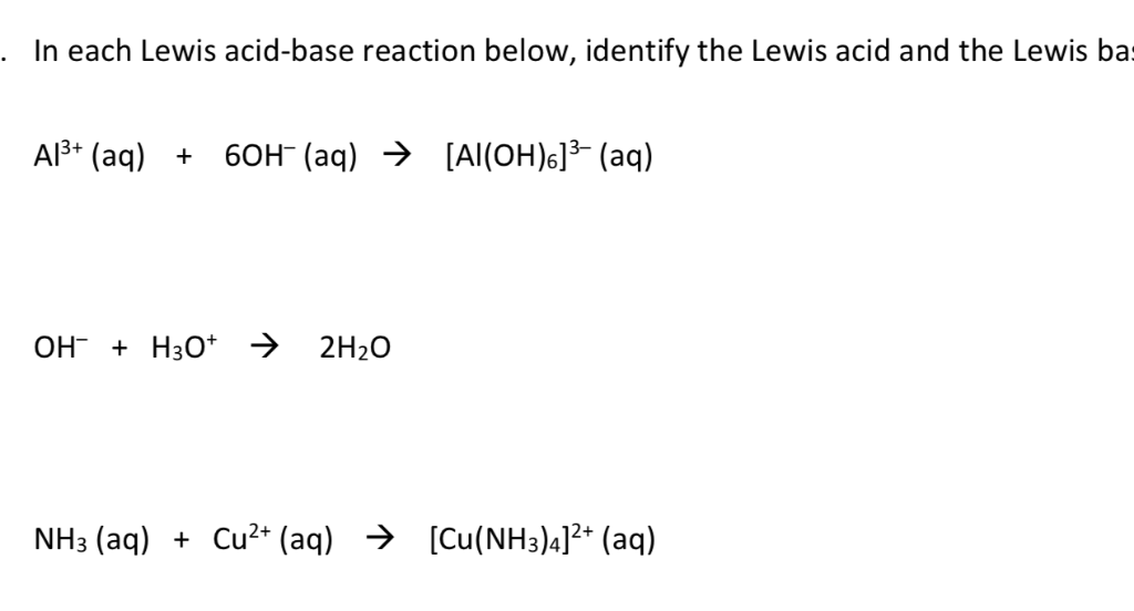 Solved . In each Lewis acid-base reaction below, identify | Chegg.com