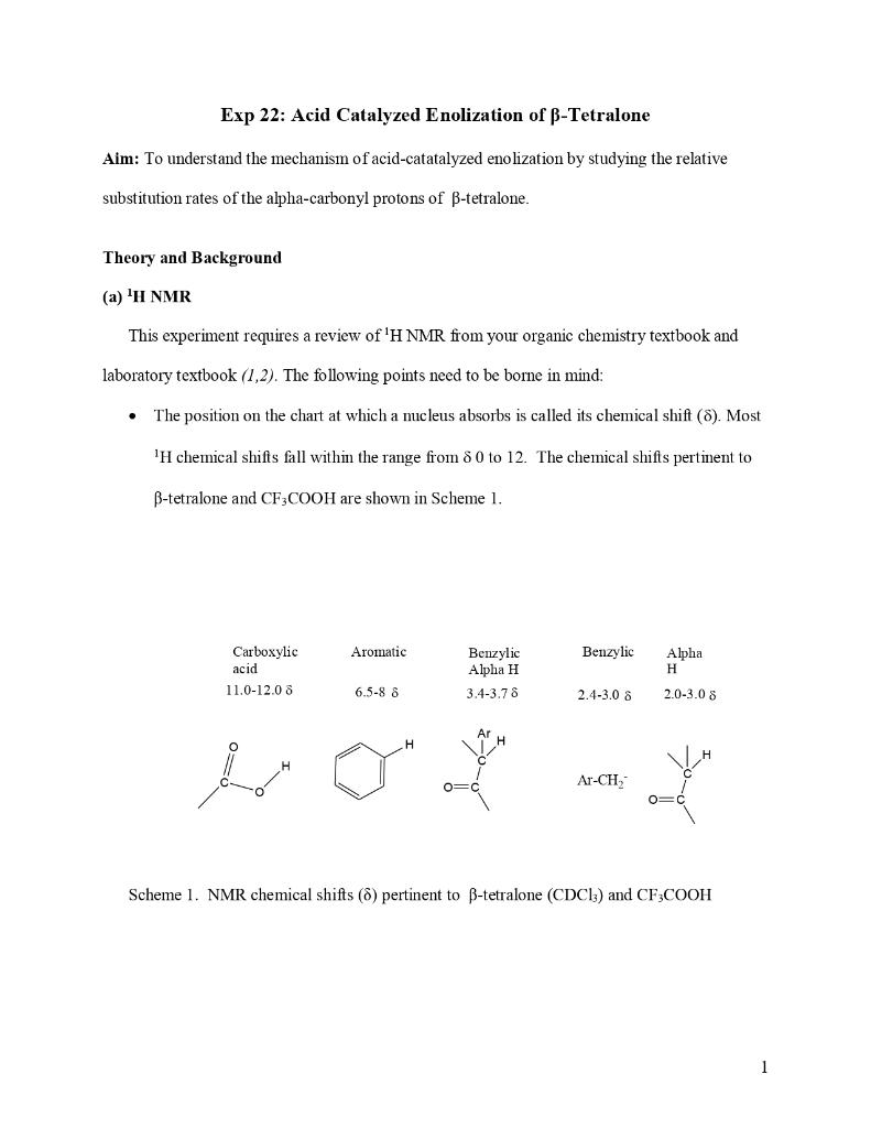 Exp 22: Acid Catalyzed Enolization of β-Tetralone | Chegg.com