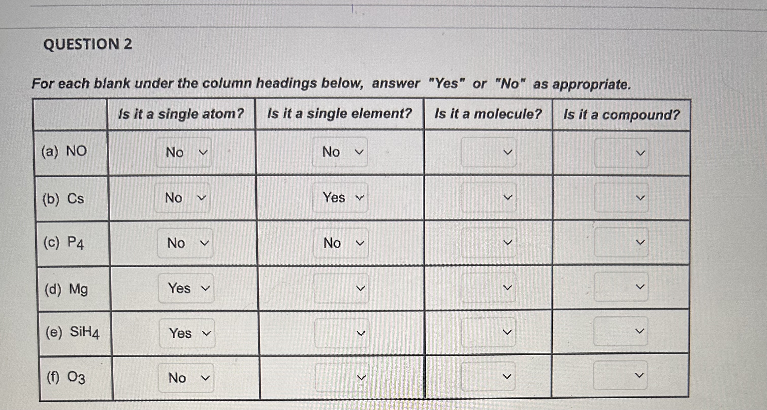 Solved For each blank under the column headings below, | Chegg.com