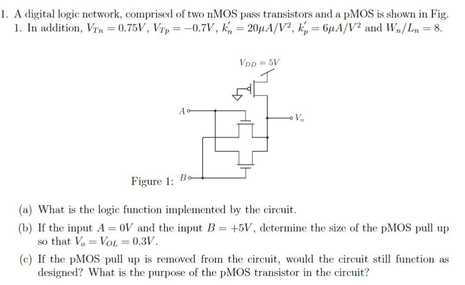 Solved 1. A digital logic network, comprised of two nMOS | Chegg.com