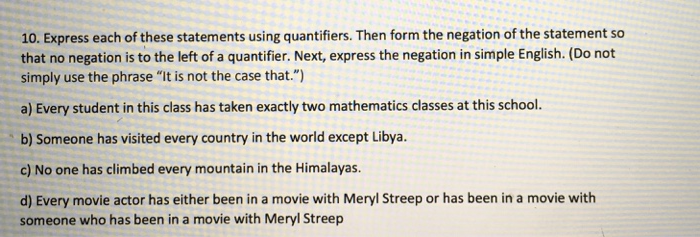 Solved 10. Express each of these statements using | Chegg.com