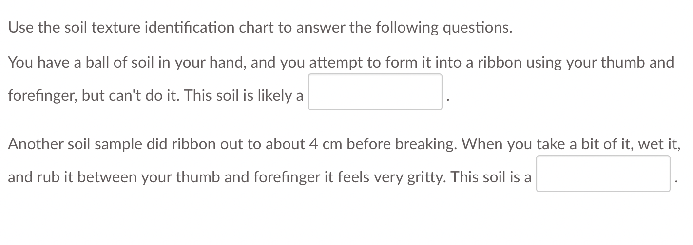 Solved Jse the soil texture identification chart to answer | Chegg.com